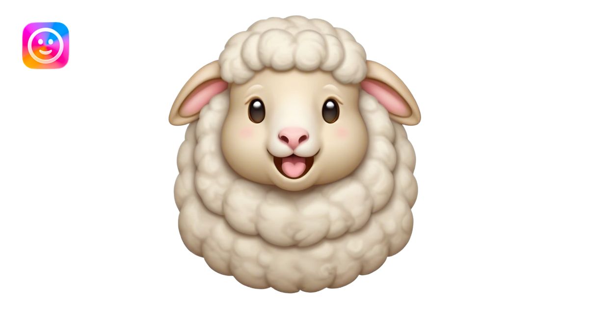 Cinematic Cute Yawning Sheep Portrait Emoji, Head tilted slightly with ...