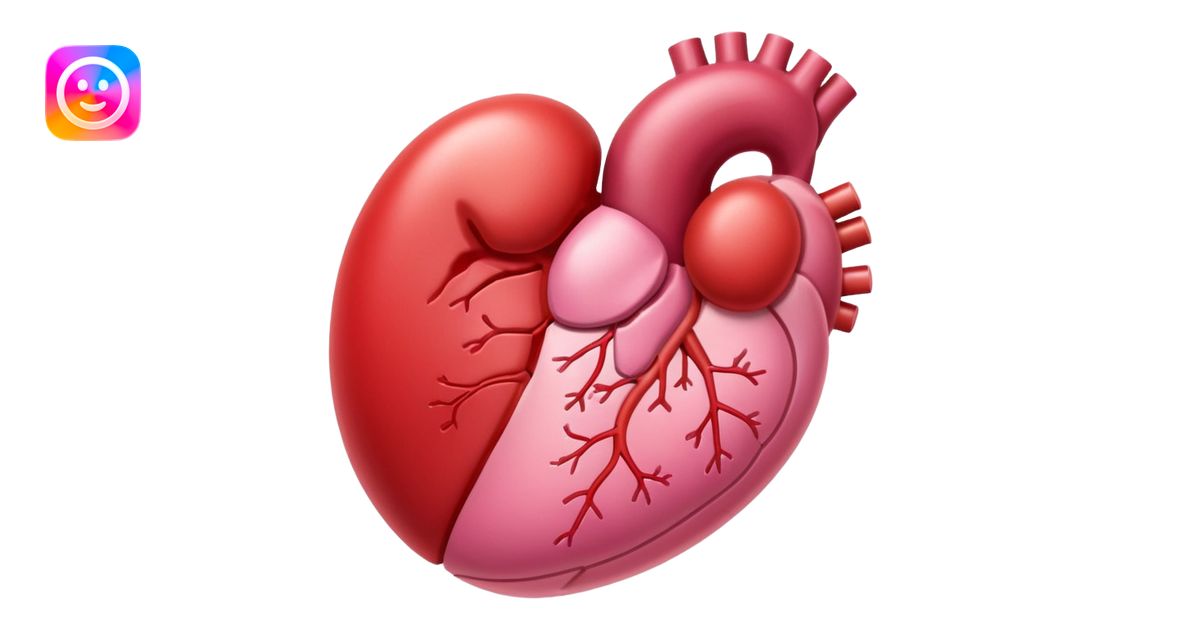 kidney, anatomically accurate but simplified, rounded, red and pink ...
