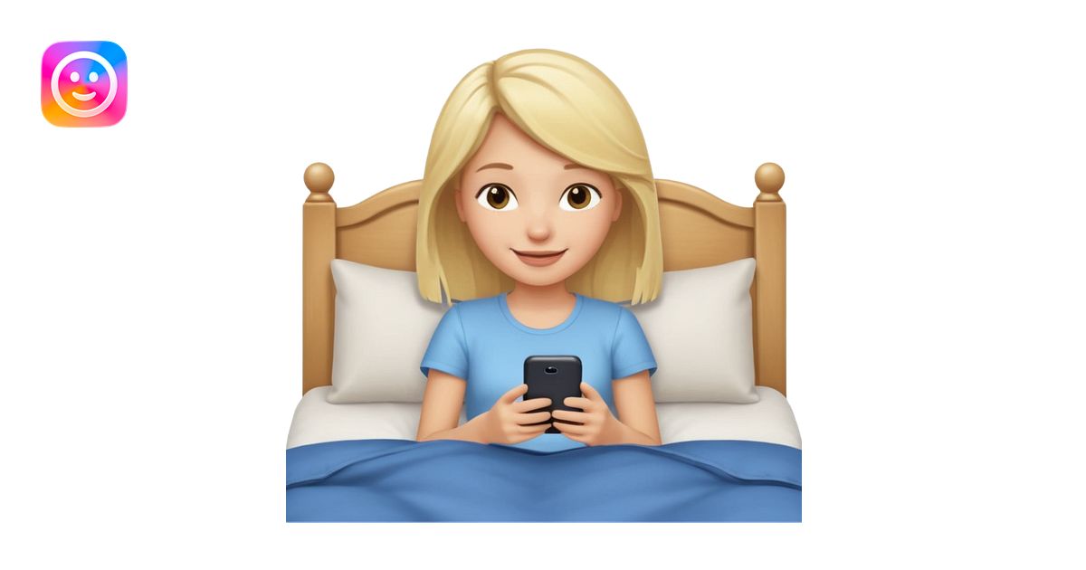 girl texting on bed emoji | AI Emoji Generator