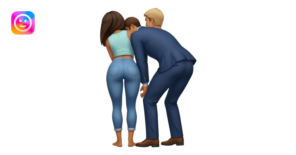 Woman bent over man from behind emoji | AI Emoji Generator
