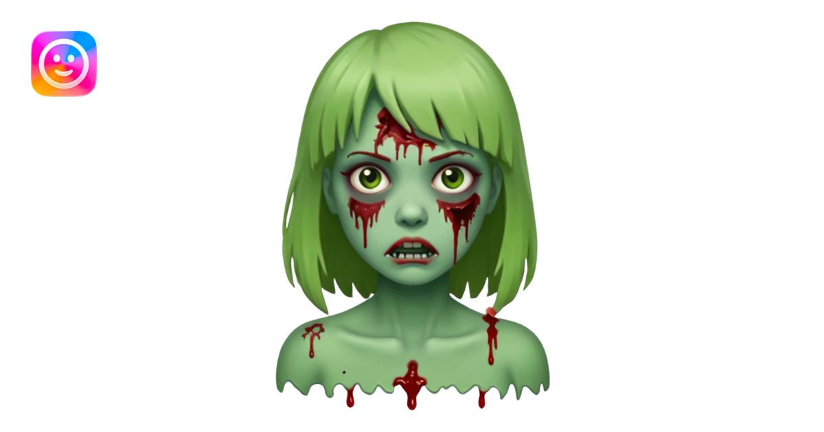 Mulher cabelo de franjinha pele verde zumbi sangrando bonito com zundo ...