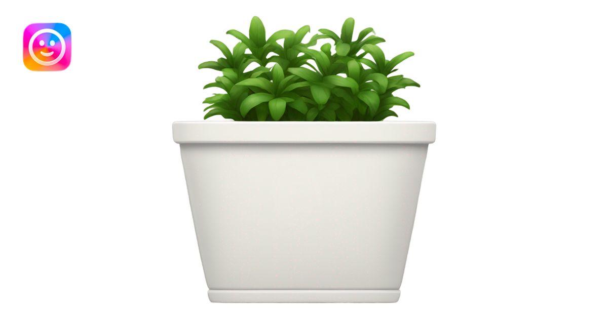 Long white rectangular flower pot with green plants only emoji | AI ...