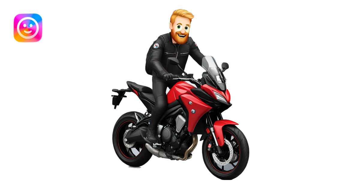 Blonde man with short ginger beard on red Yamaha Tracer 9r in wheelie ...