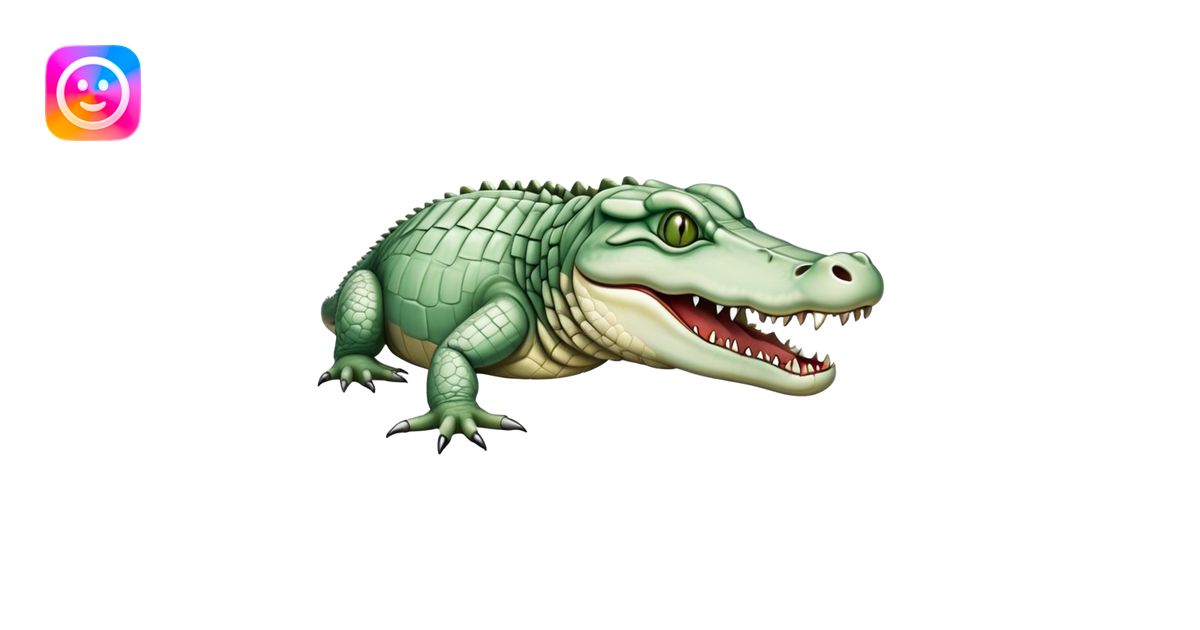 monstrous pale skinned decaying greenish white alligator, vicious emoji ...
