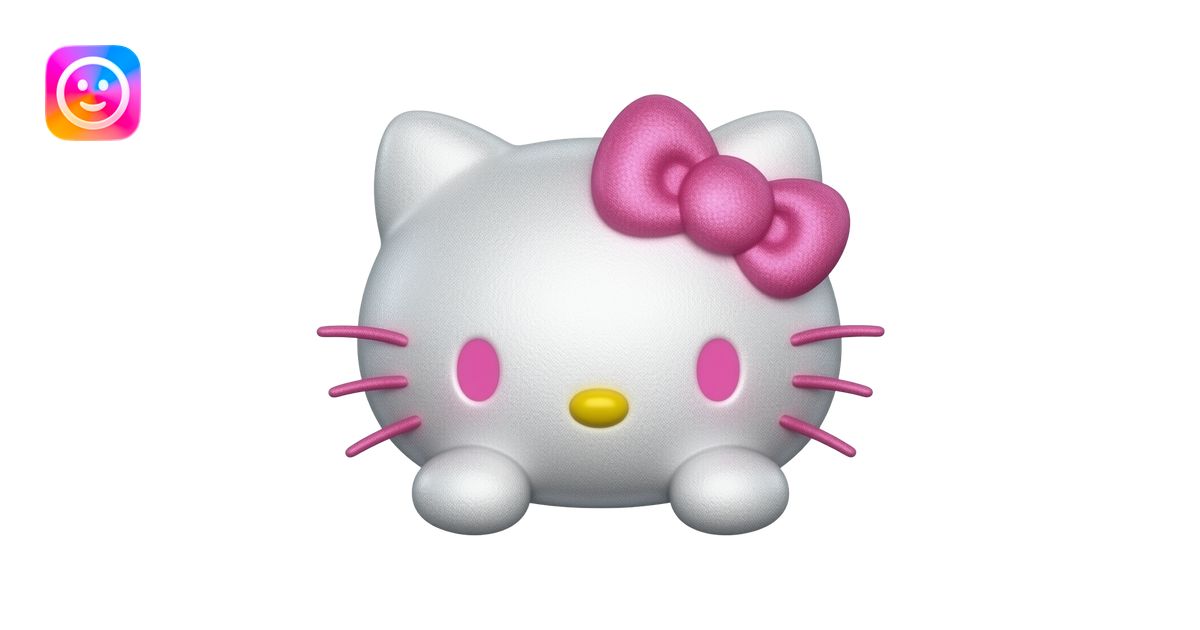 Glittery 3d Hello Kitty head with two front paws with pink eyes, pink ...