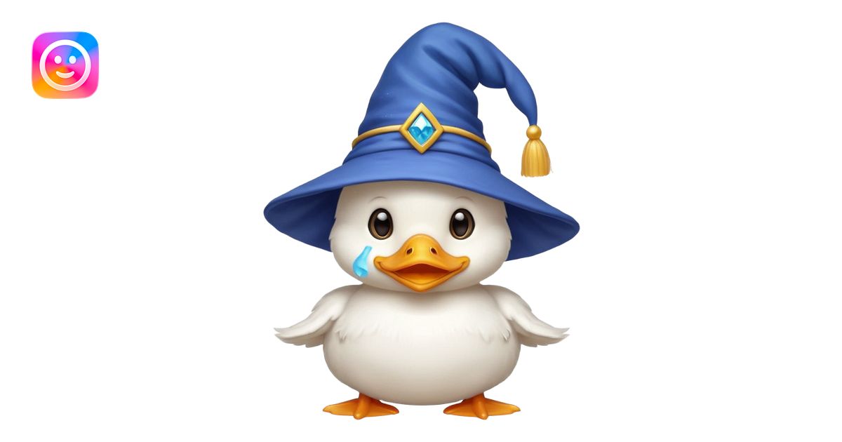 white baby duck with wizard hat emoji | AI Emoji Generator