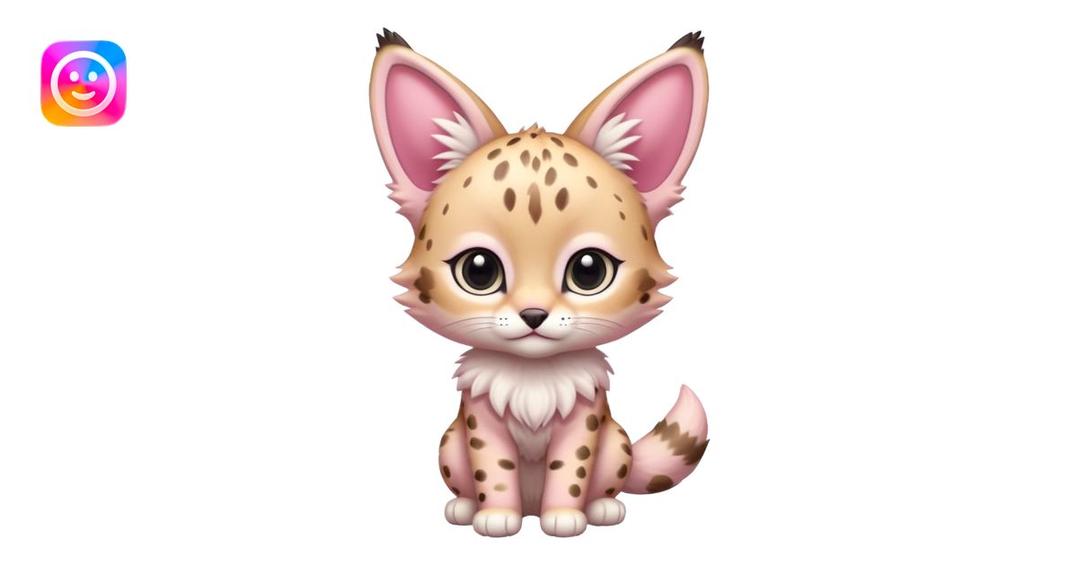 Whitish pastel-rosy-pink chibi cute elegant furry kawaii Serval emoji ...