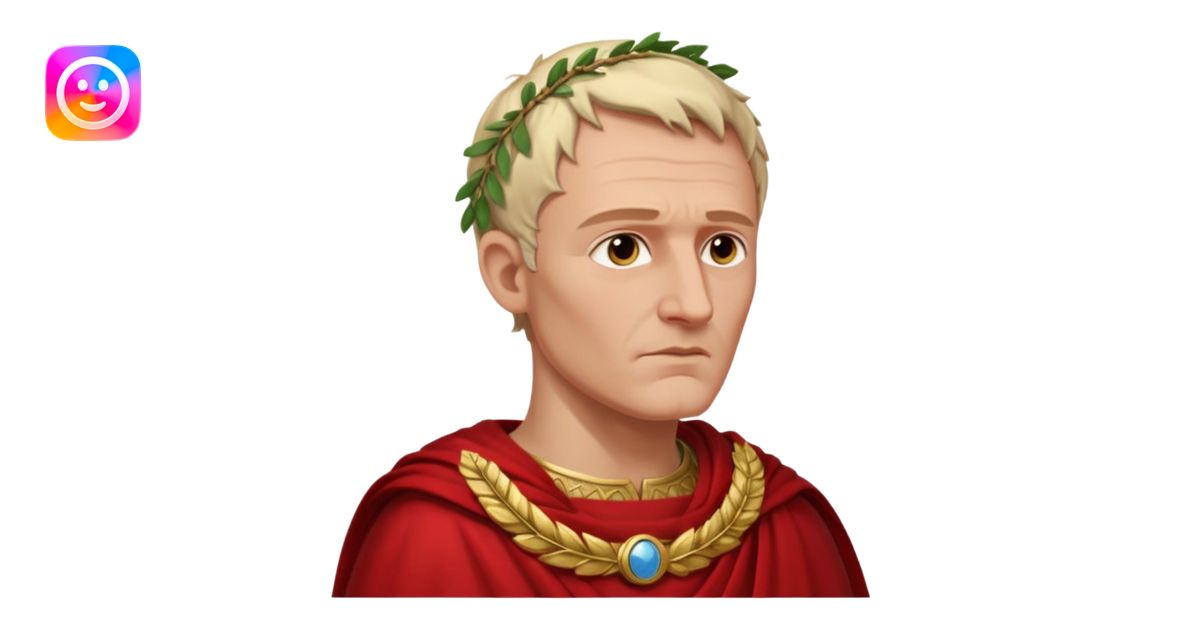 Julius Caesar emoji, side profile, laurel wreath, Roman attire, red ...