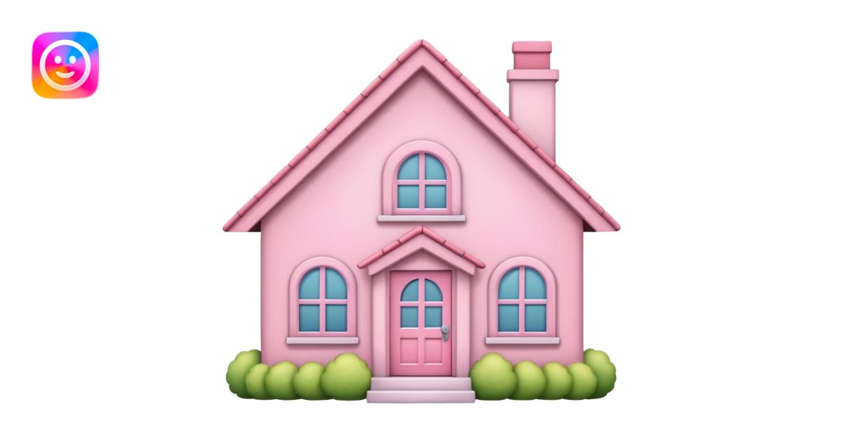 Pretty pink cartoon house a little more realistic like an emoji style ...