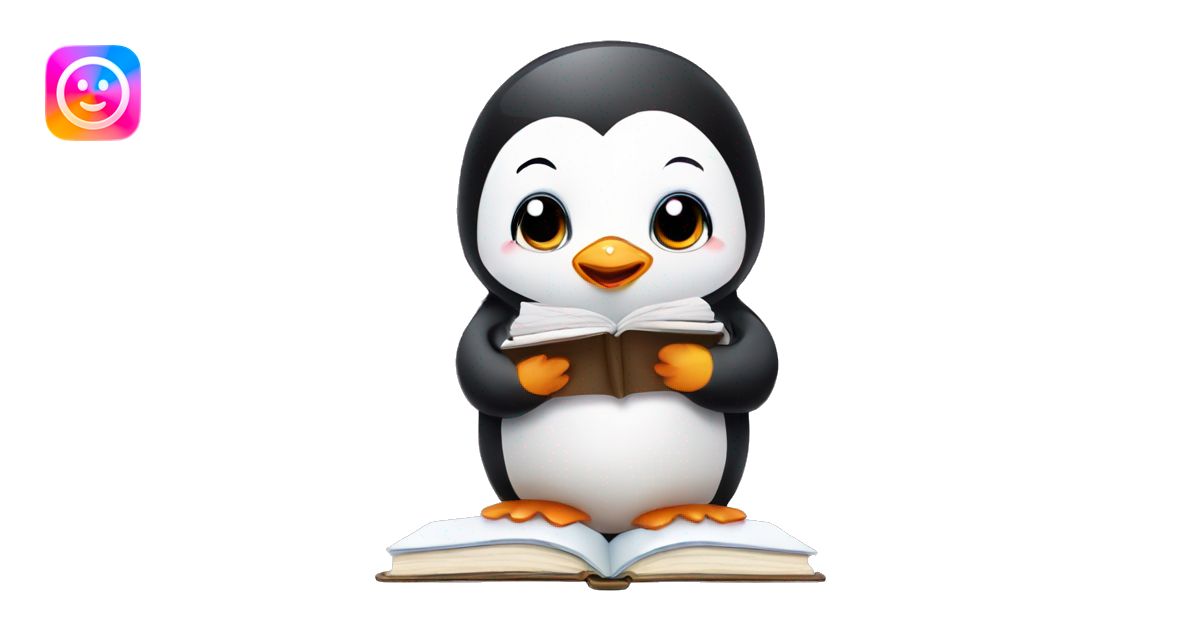 Baby cute penguin doing homework emoji | AI Emoji Generator