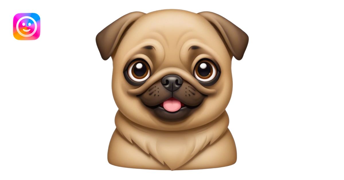 Cinematic Comical Fawn Pug Portrait Emoji, Head tilted dramatically ...