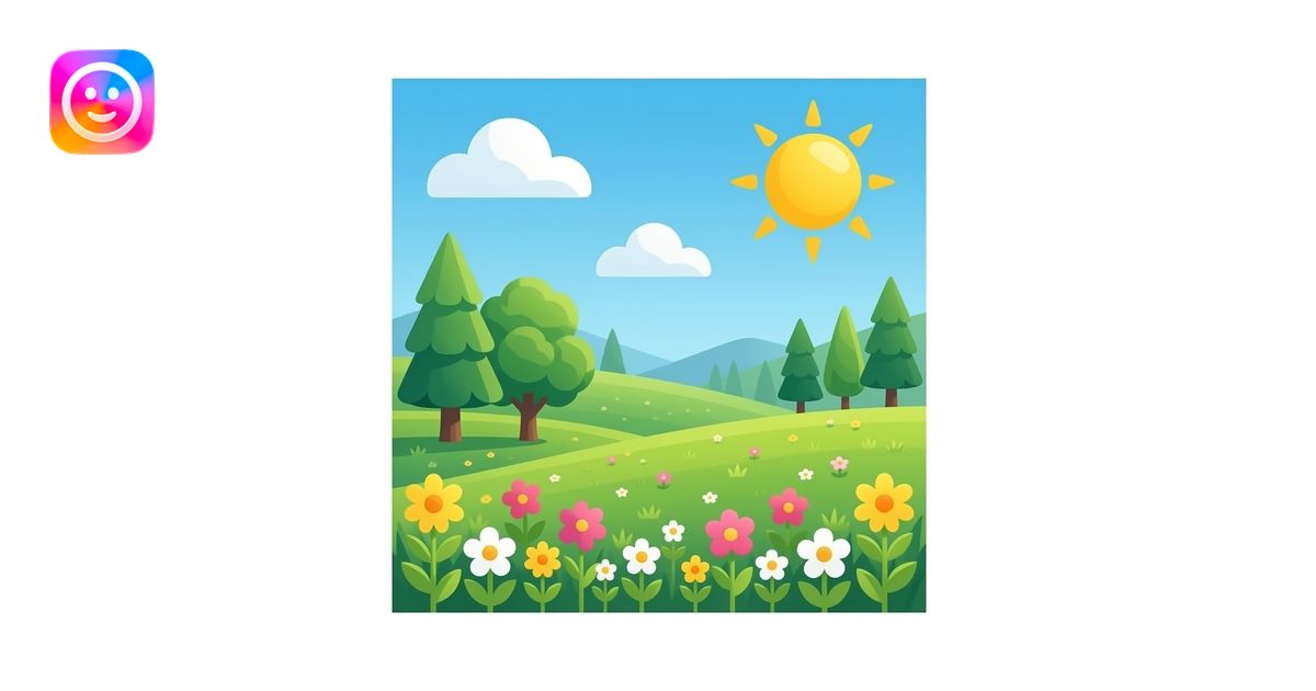 Flowers, sun, and trees emoji | AI Emoji Generator