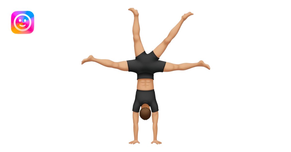 black shorts and t shirt white man one hand handstand emoji | AI Emoji ...