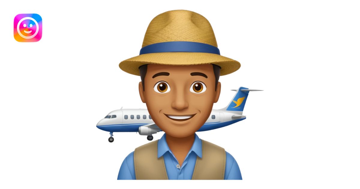 homme créole réunionnais avec chapeau arrive avion a gillot emoji | AI ...