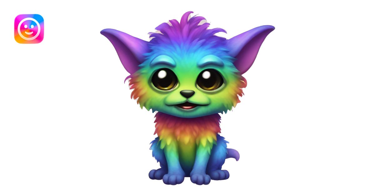 A rainbow furred creature that looks like the cute gremlin emoji | AI ...