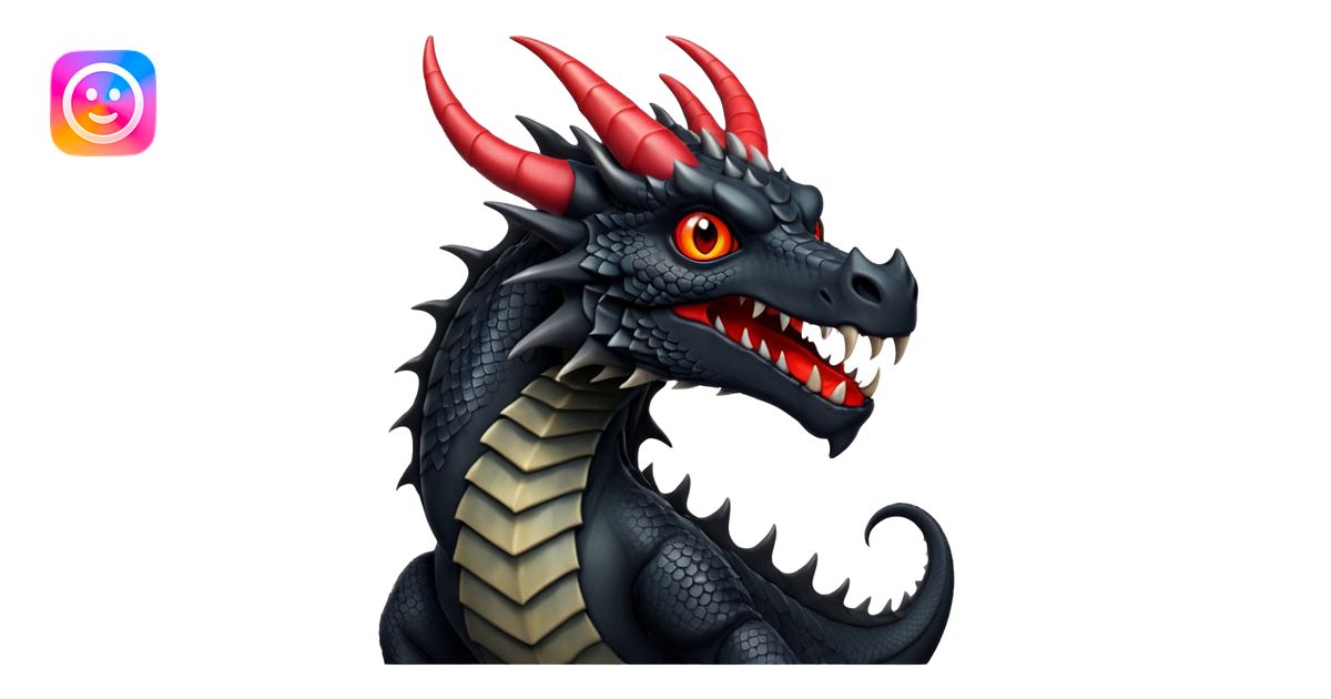 A black dragon with red eyes and great black horns. emoji | AI Emoji ...
