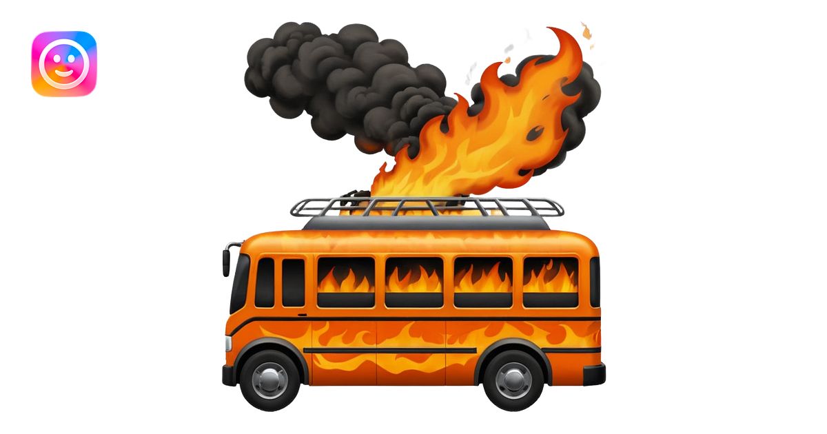 Bus running person over on fire emoji | AI Emoji Generator