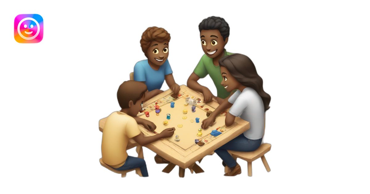 Four friends playing board game emoji | AI Emoji Generator