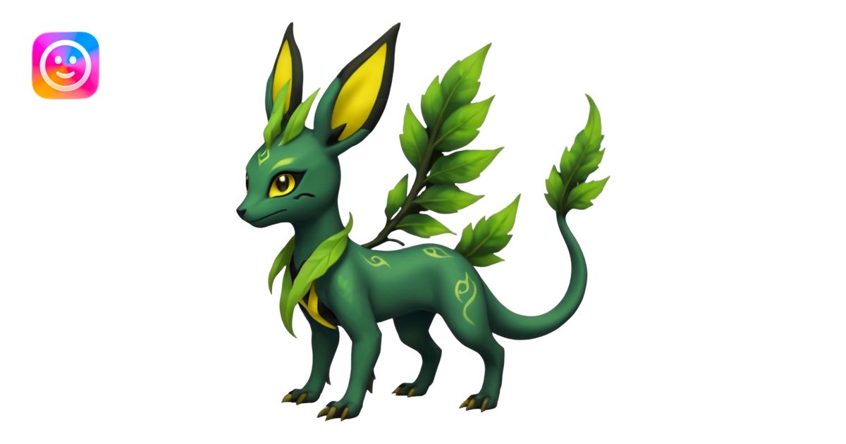 Dark Edgy Salandit-Leafeon-Umbreon-Fakémon-hybrid-creature (full body ...