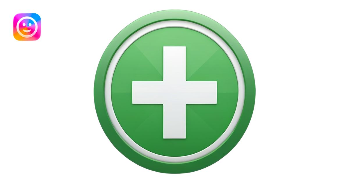 white plus sign with a green circular outline emoji | AI Emoji Generator