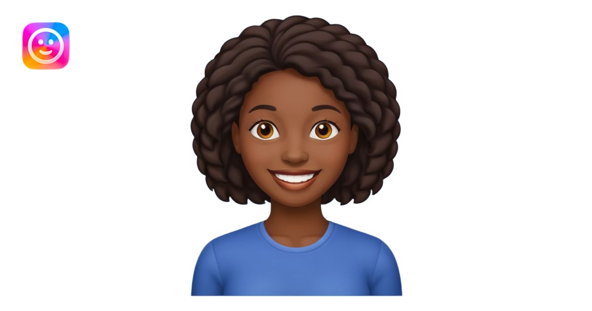 A black women with a massive head emoji | AI Emoji Generator