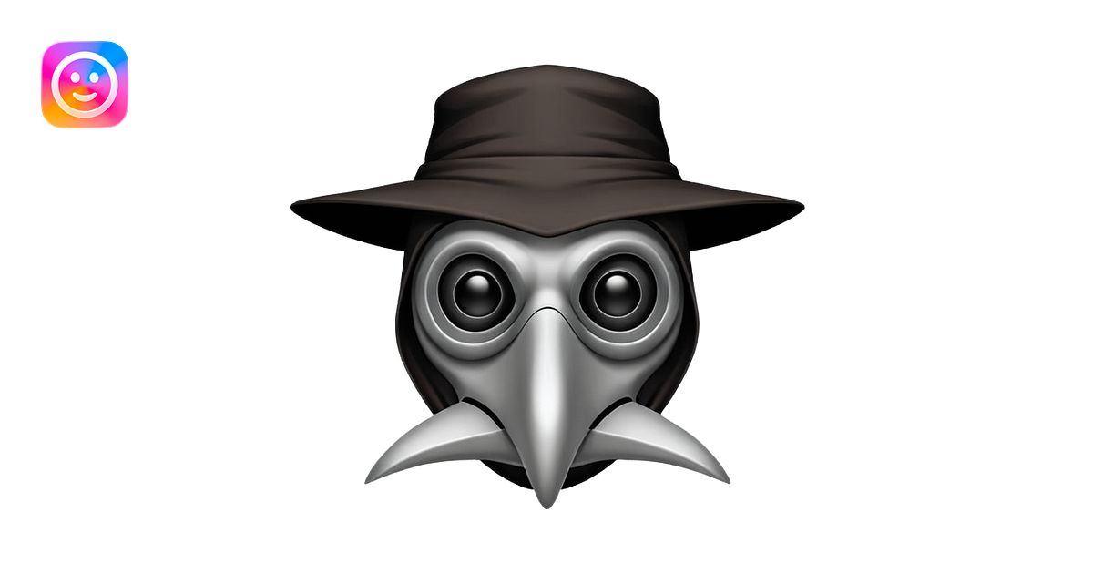 Morbid medieval plague doctor mask with a wide, sinister smile, visible ...