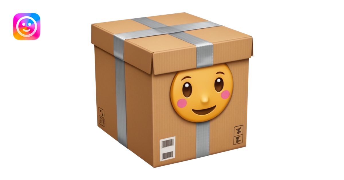 closed brown box with tape facing front forward emoji | AI Emoji Generator