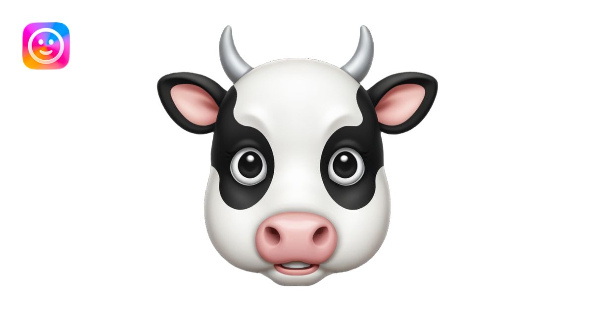 simple cow face, very simple dot eyes emoji | AI Emoji Generator