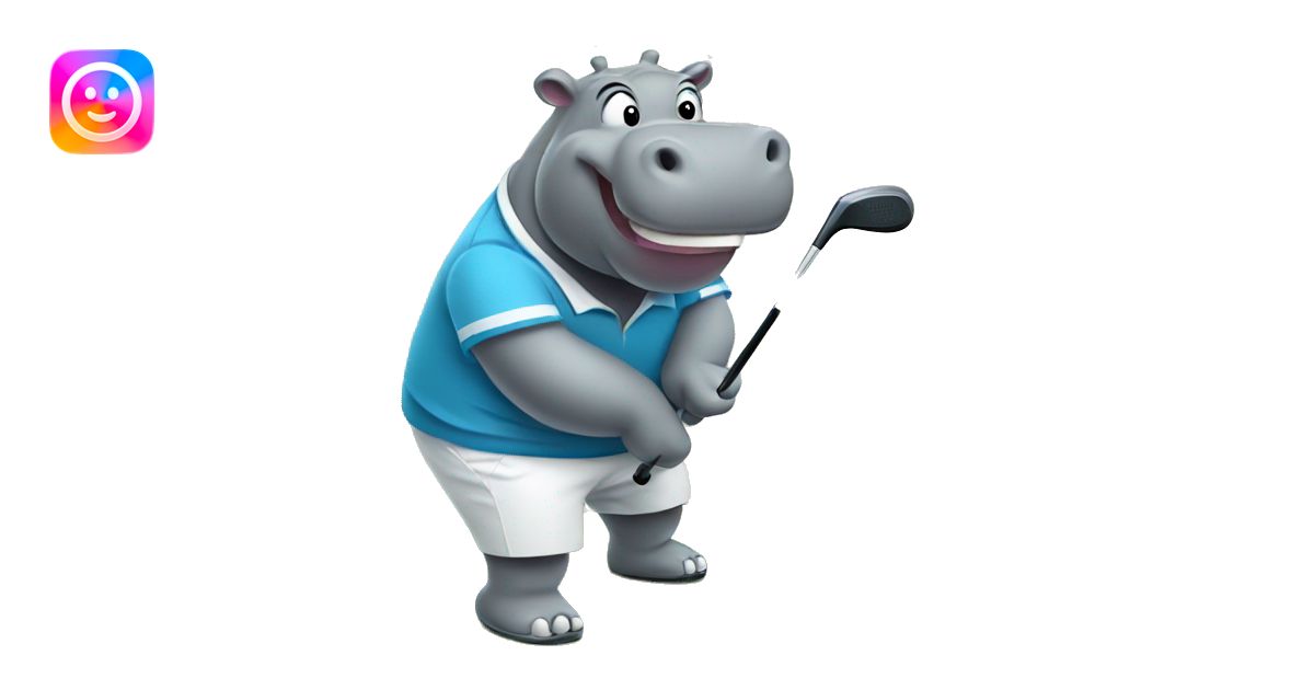 A hippo playing golf emoji | AI Emoji Generator