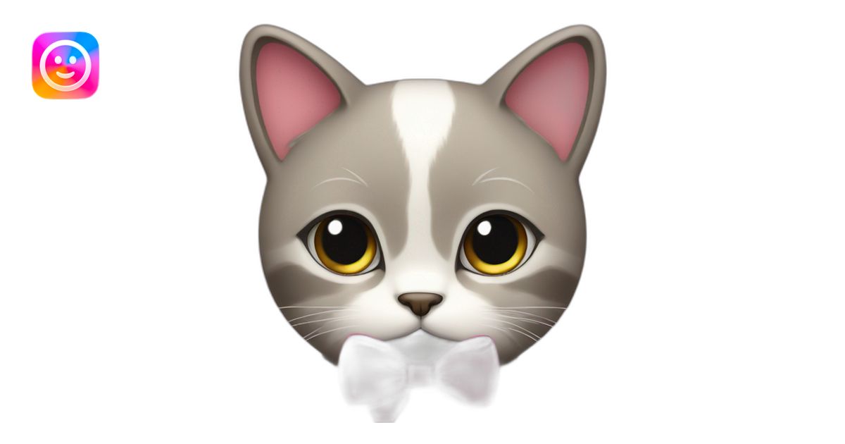 Shy cat with pink bow emoji | AI Emoji Generator