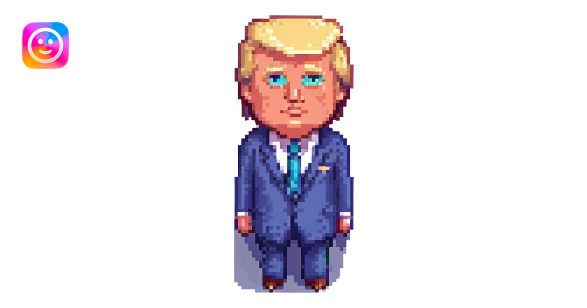 Donald Trump in pixel art style, simplified features illustration | AI ...