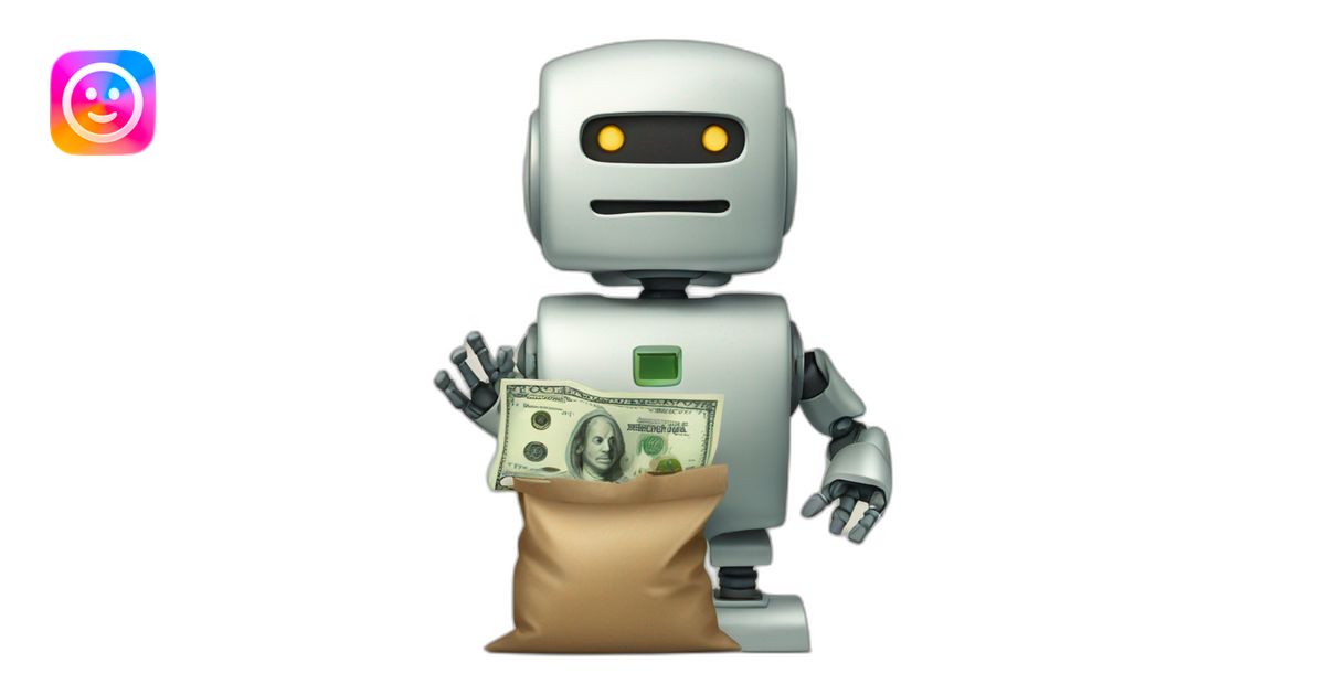 robot with a bag of cash emoji | AI Emoji Generator