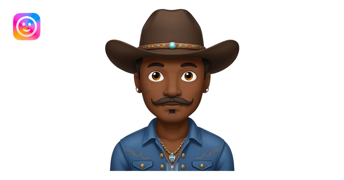 tattooed and mustached cowboys dark face emoji | AI Emoji Generator