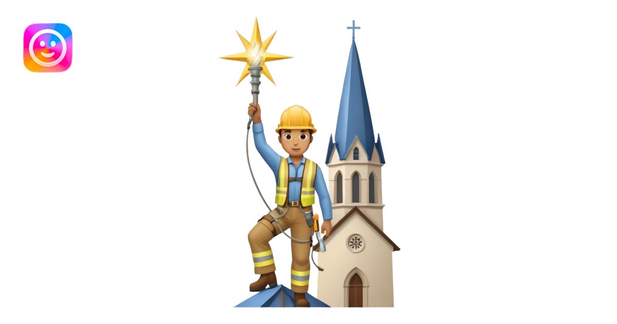 steeplejack man lightning conductor on a church spire emoji | AI Emoji ...