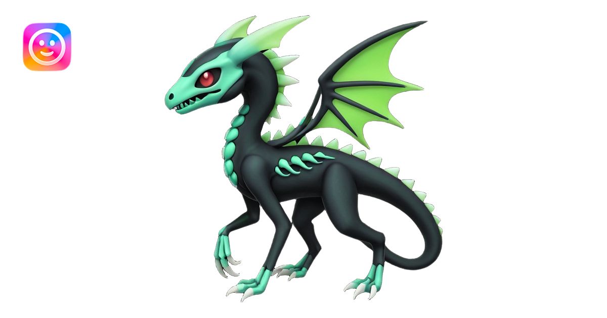 Obsidian-black and neon-glowing-green skeletal Meloetta-Salandit ...