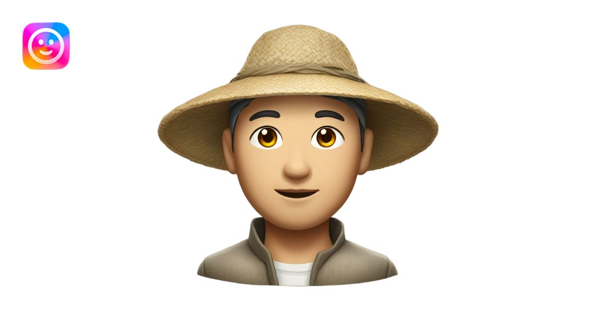 photorealistic Chinese peasant in sedge hat emoji | AI Emoji Generator
