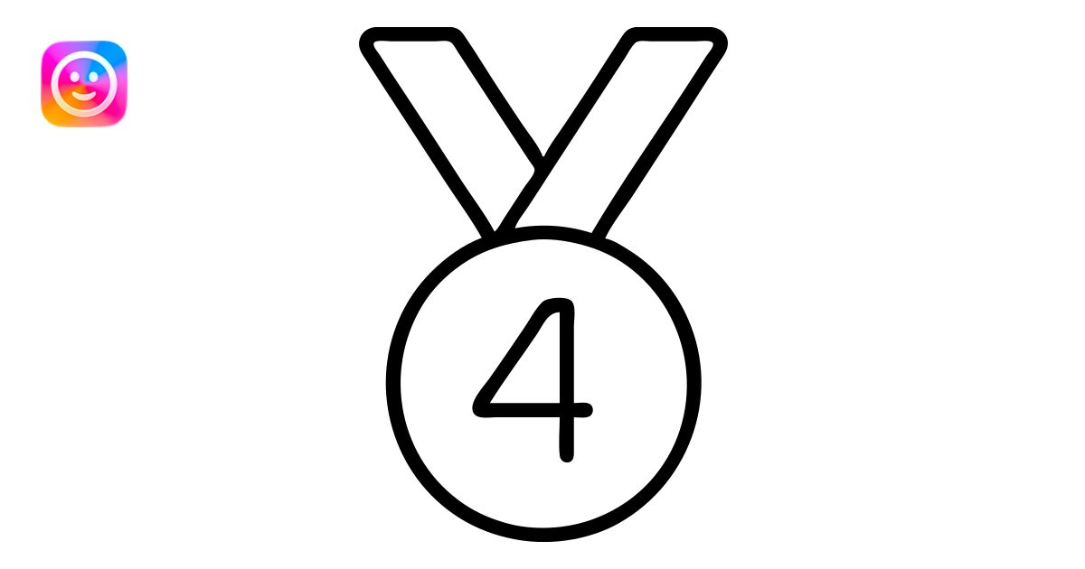 medal for 4th place with ribbon and number 4, minimalistic emoji | AI ...