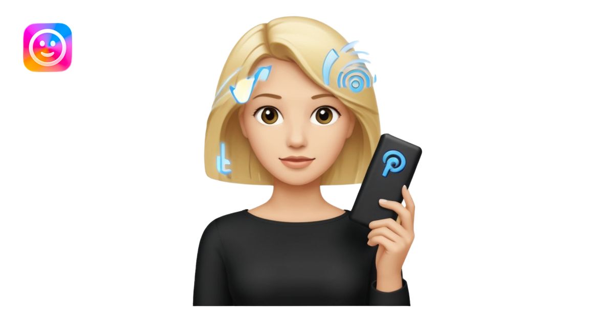 mujer joven rubia con modem de internet emoji | AI Emoji Generator