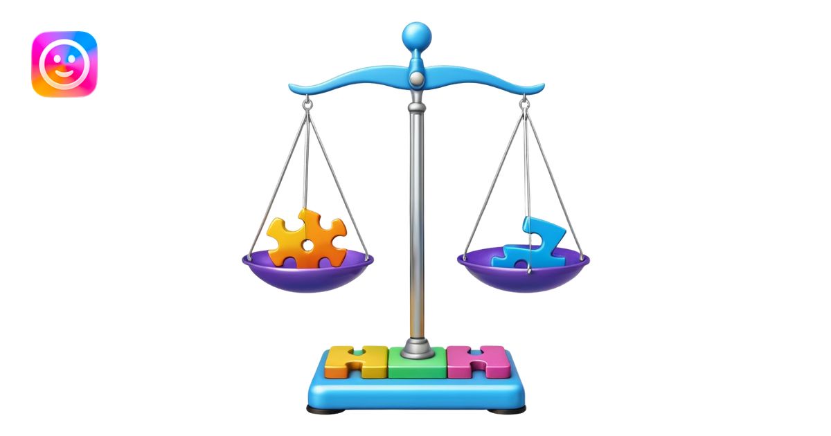 emoji, of a puzzle and a Balance for accounting. emoji | AI Emoji Generator