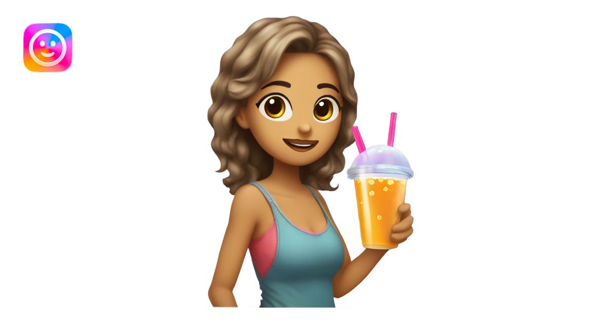 Chica bebiendo bubble te emoji | AI Emoji Generator