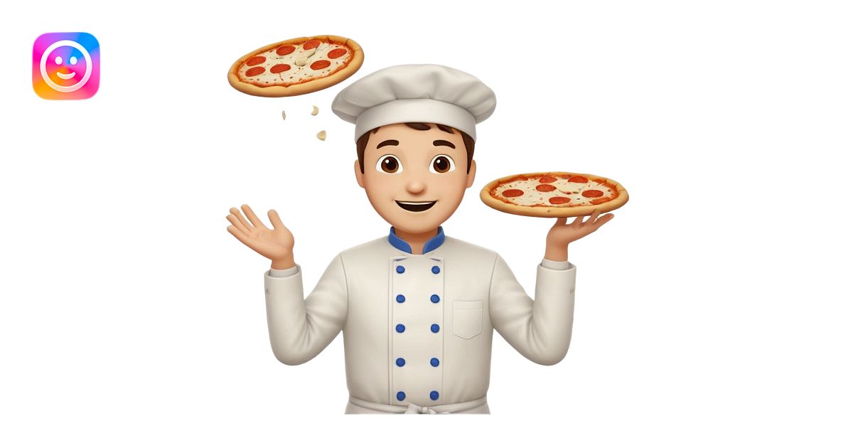 Pizza Chef – tossing pizza dough in air, white hat tilted slightly ...
