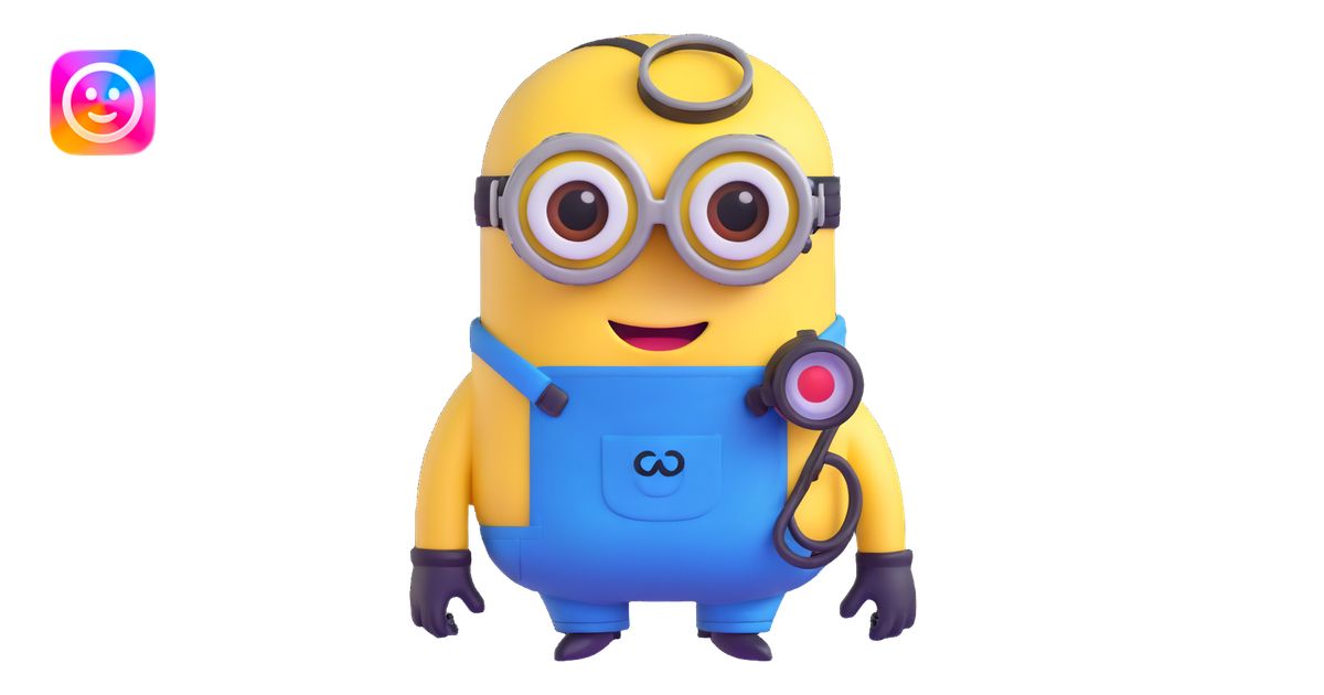 yellow minion with one eye, goggles, blue overalls emoji | AI Emoji ...