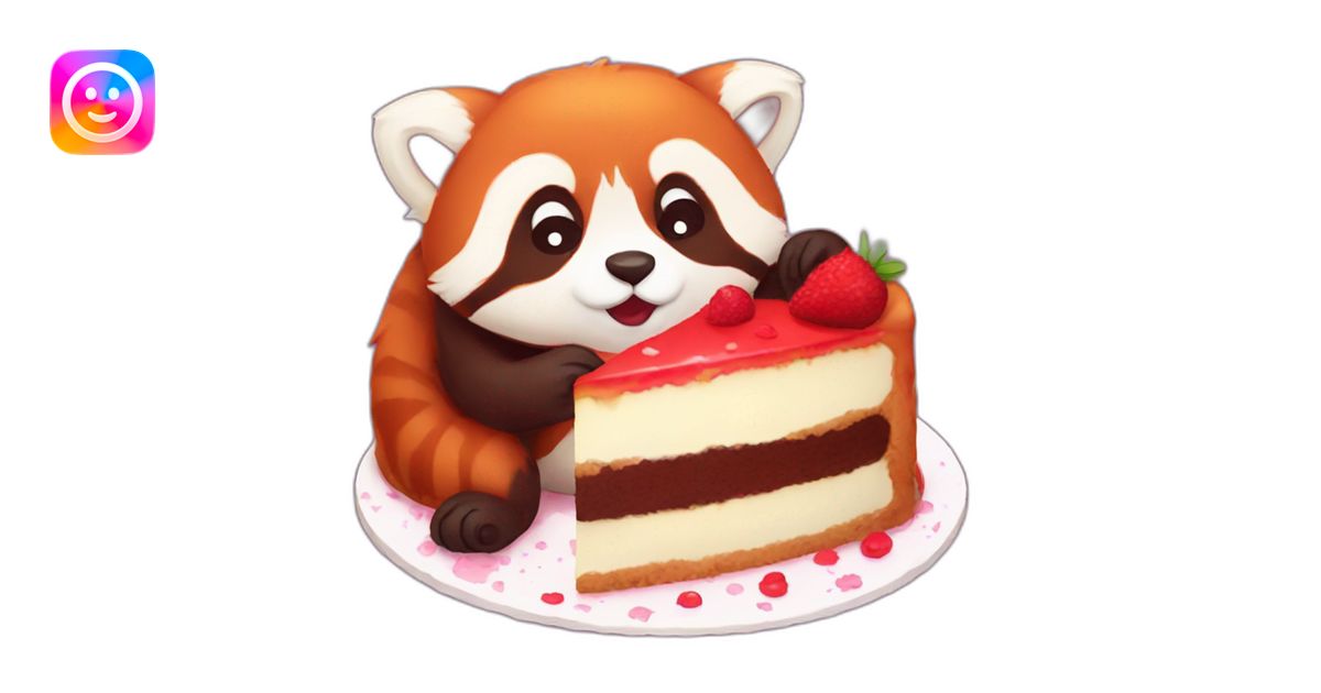 sad red panda eating cake emoji | AI Emoji Generator