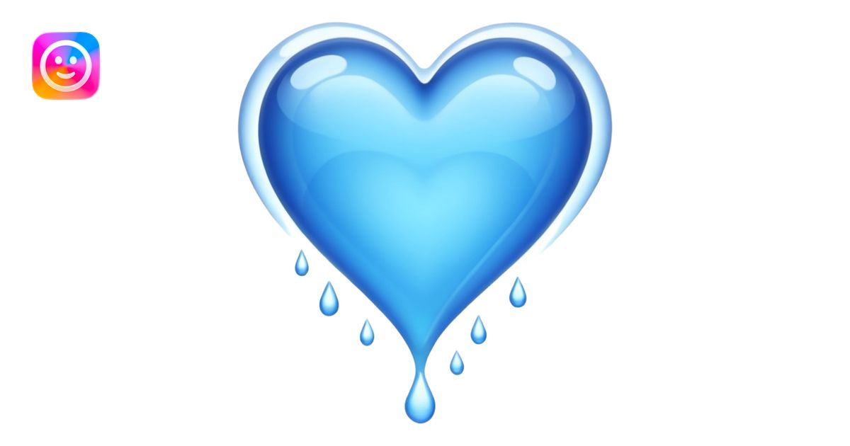 Blue heart inside water flowing emoji | AI Emoji Generator