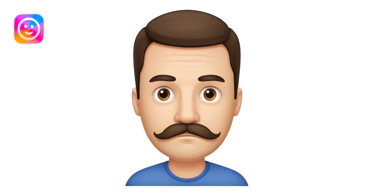 sad 35 years old father with mustache emoji | AI Emoji Generator