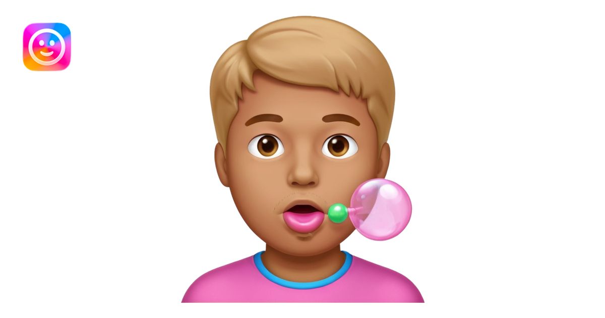 the guy is making a buuble of a chewing gum emoji | AI Emoji Generator