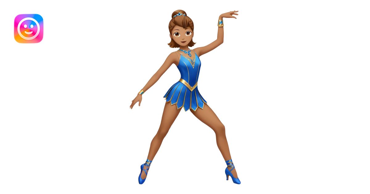 blue jazz style dance costume on light brown hair full body emoji | AI ...