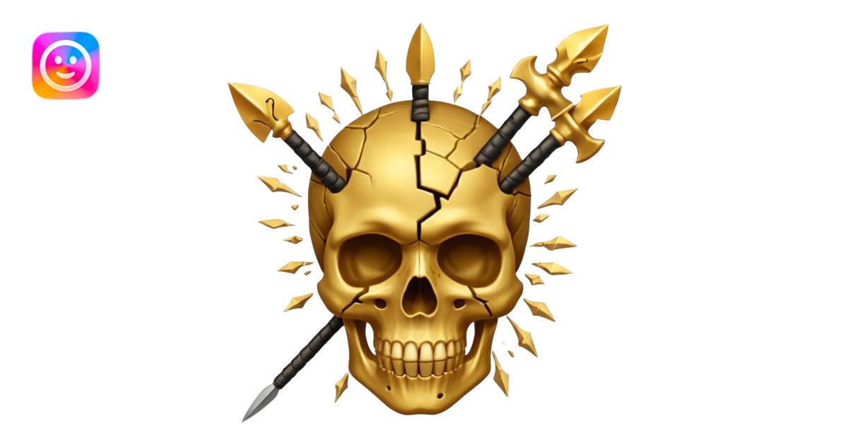 golden skull explode in multiple pieces by a spear emoji | AI Emoji ...