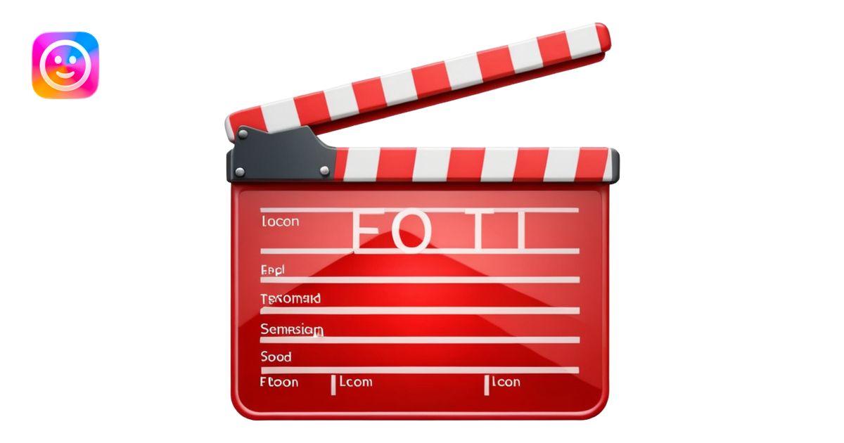 Bright red glossy movie clapper with a folded upper striped bar and ...