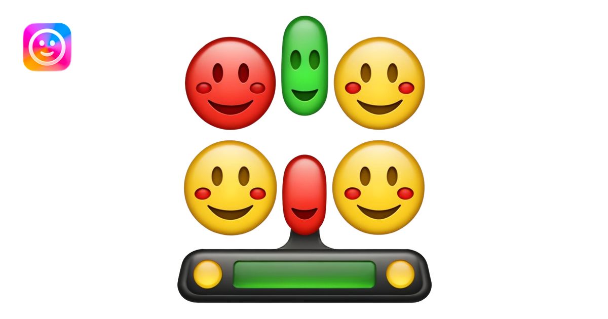 A statisfaction scale with three smileys (red, yellow, green) emoji ...
